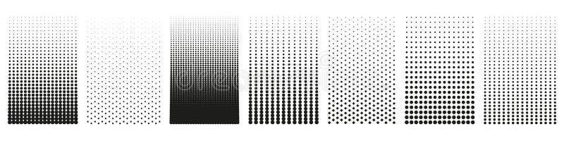 Black and White Halftone Designs with Progressive Dot Gradients and ...