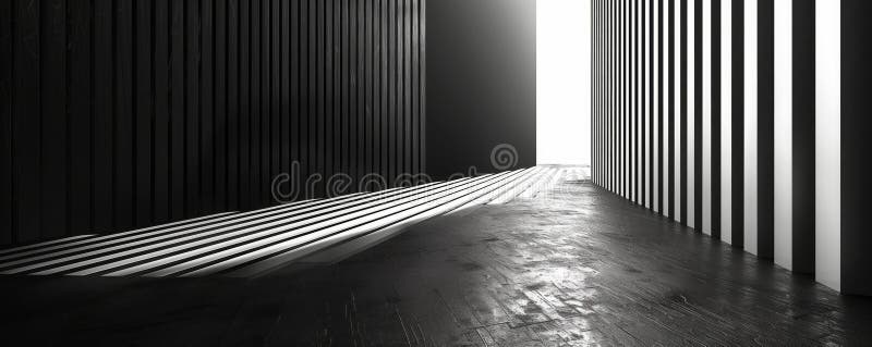 Black and White Hallway with Long Perspective Created by Parallel Lines ...