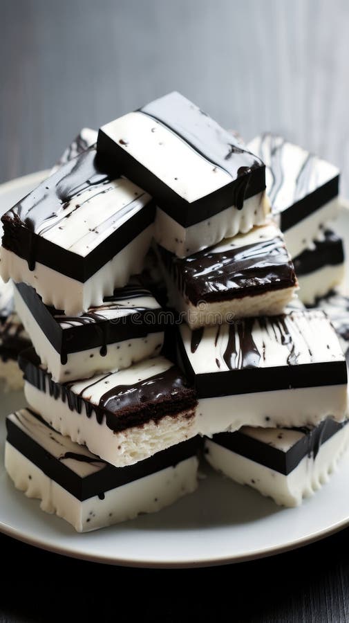 Black-and-White Halvah Stack of Chocolate and Vanilla Layered Desserts ...