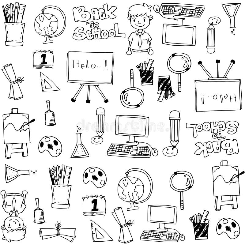 School Doodles Hand Draw Flat Stock Vector - Illustration of cute ... School Doodles Hand Draw Flat Stock Vector - Illustration of cute ...