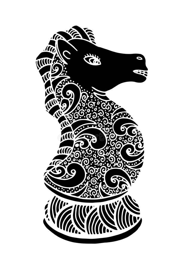 Hand Drawing Doodle Sketch Chess Knight Vector Illustration Art Stock ...
