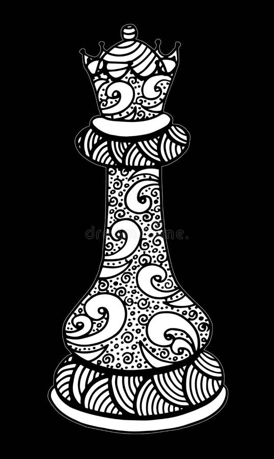 Hand Drawing Doodle Sketch Chess Queen Vector Illustration Art Stock ...