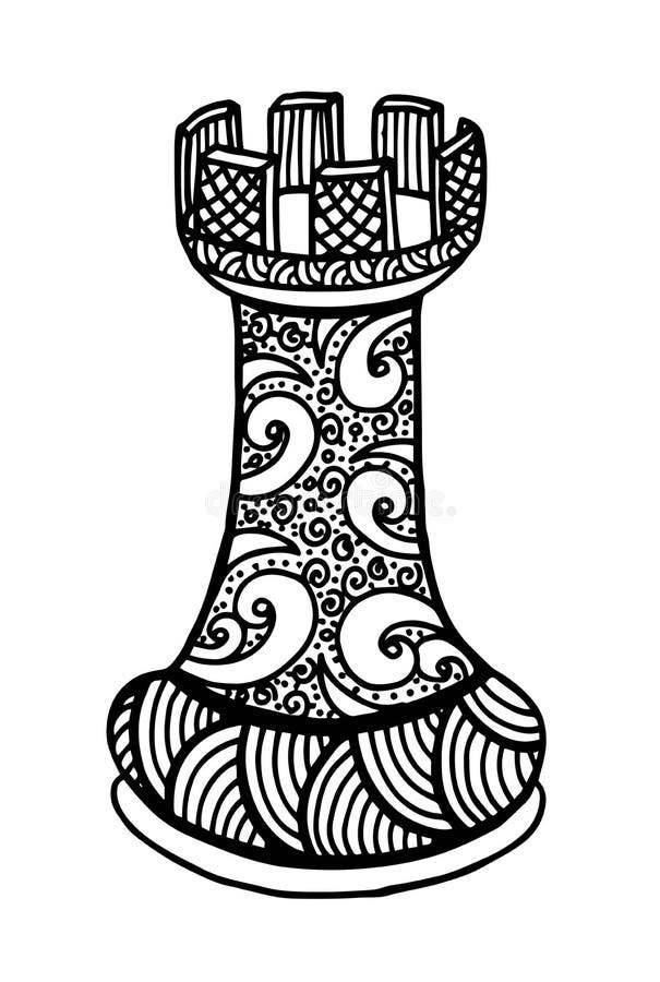 Hand Drawing Doodle Sketch Chess Rook Vector Illustration Art Stock ...