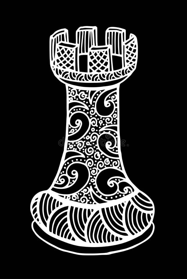 Hand Drawing Doodle Sketch Chess Rook Vector Illustration Art Stock ...