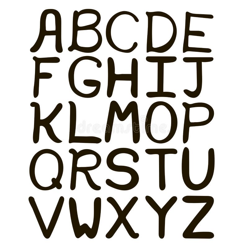 Black and White Hand Drawn Abstract Alphabet. Stock Vector ...