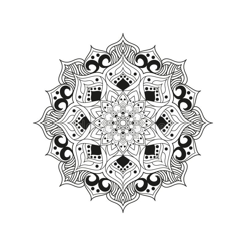 Black and White Hand Drawn Mandala Pattern Stock Vector - Illustration ...