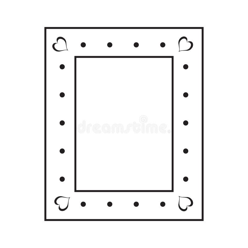 Black and White Hand Drawn Rectangle Frame with Dotted Border and Four ...