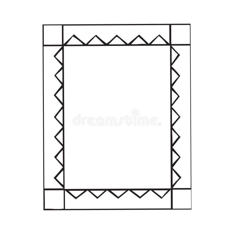 Black and White Hand Drawn Rectangle Frame with Triangles Border Vector ...