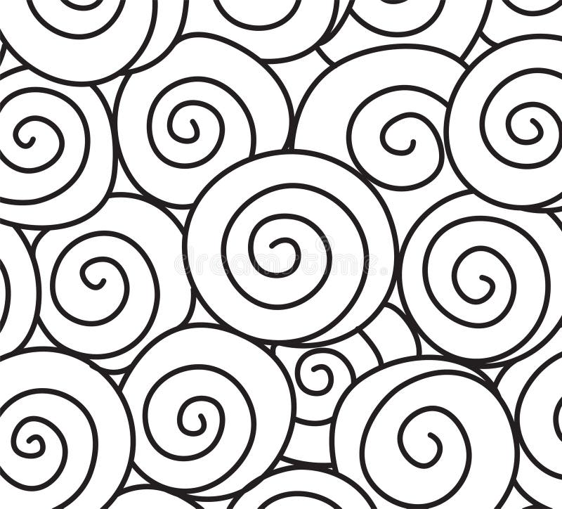 Black and White Hand Drawn Swirl Pattern Vector Illustration Stock ...