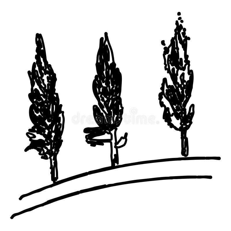 Black and White Hand Drawn Trees Stock Vector - Illustration of fall ...