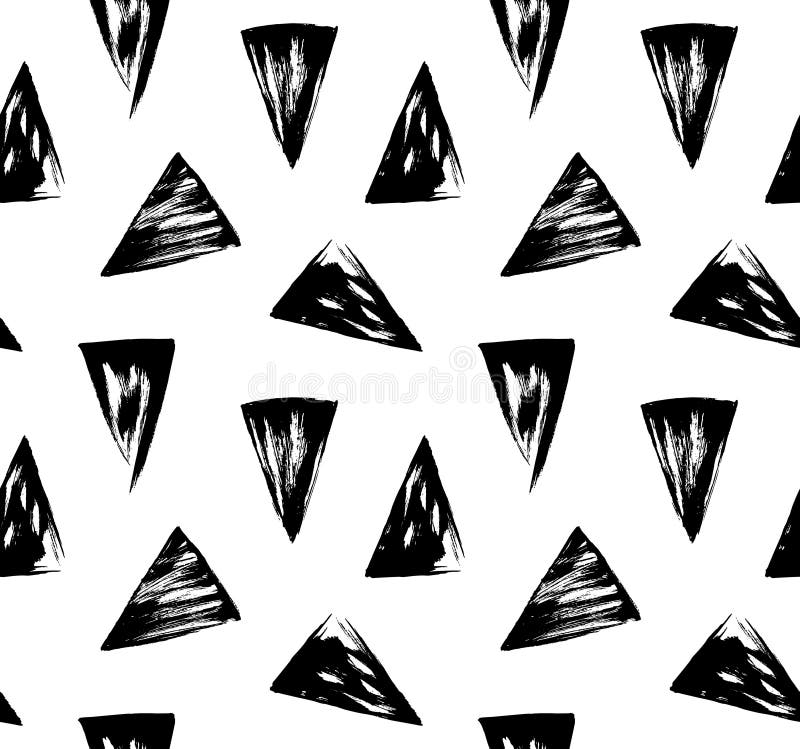 Black and White Hand Drawn Triangle Pattern Stock Vector - Illustration ...