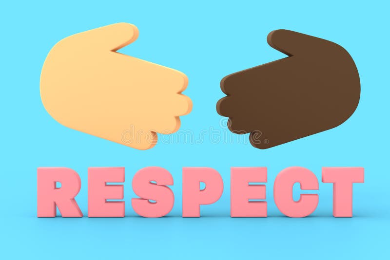 Black and White Hand in Front of Handshake with Inscription Respect. 3D ...