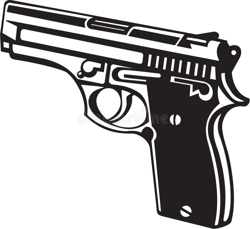 Black and White Hand Gun Illustration Stock Vector - Illustration of ...