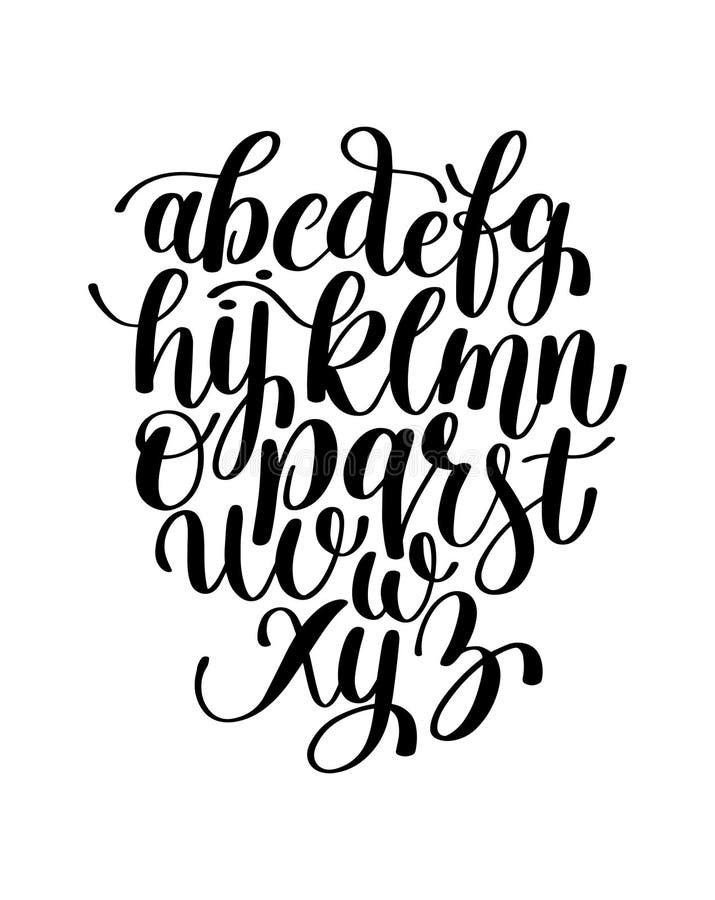 Black and White Hand Lettering Alphabet Design, Handwritten Stock ...