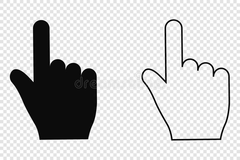 Black and White Hand Pointer Cursors Stock Vector - Illustration of ...