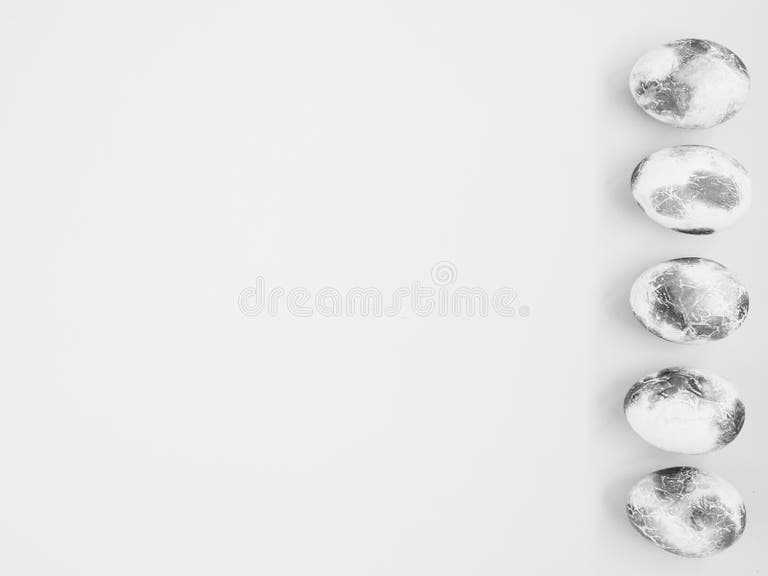 Black and White Handmade Easter Eggs Painted Like Earth on Bw Paper ...