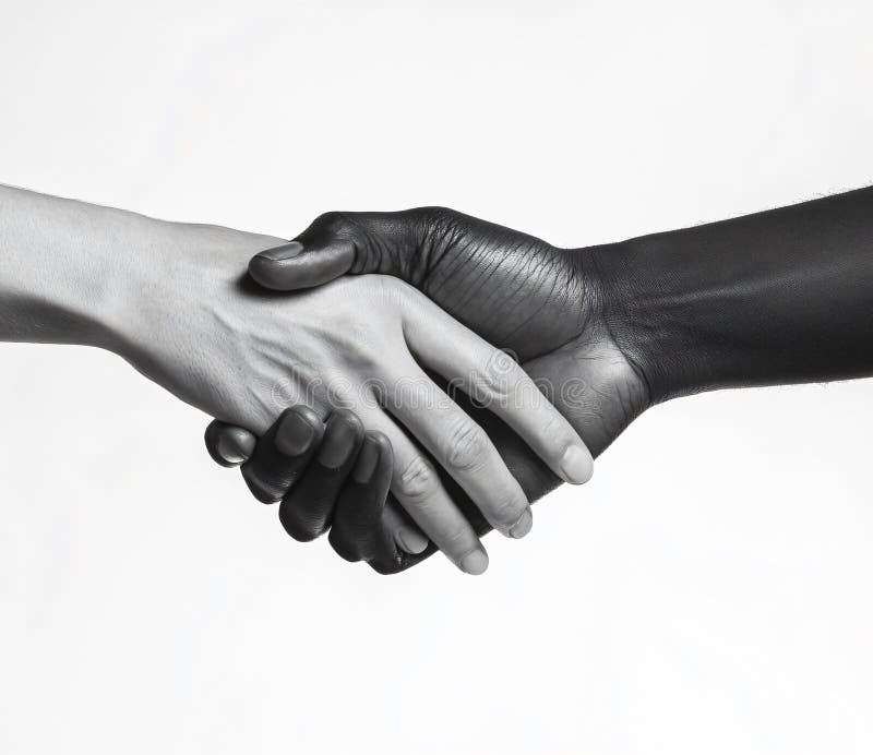 Black and White Hands Clasped Together Unity High Quality Image Stock ...