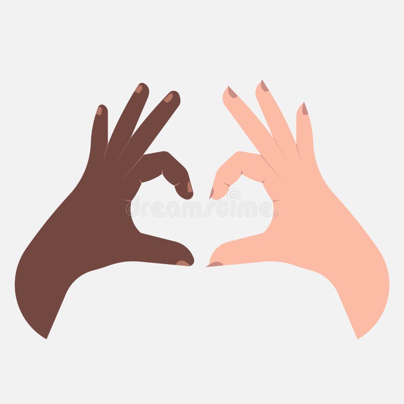 Black and White Hands Forming Heart Shape, White Background ...