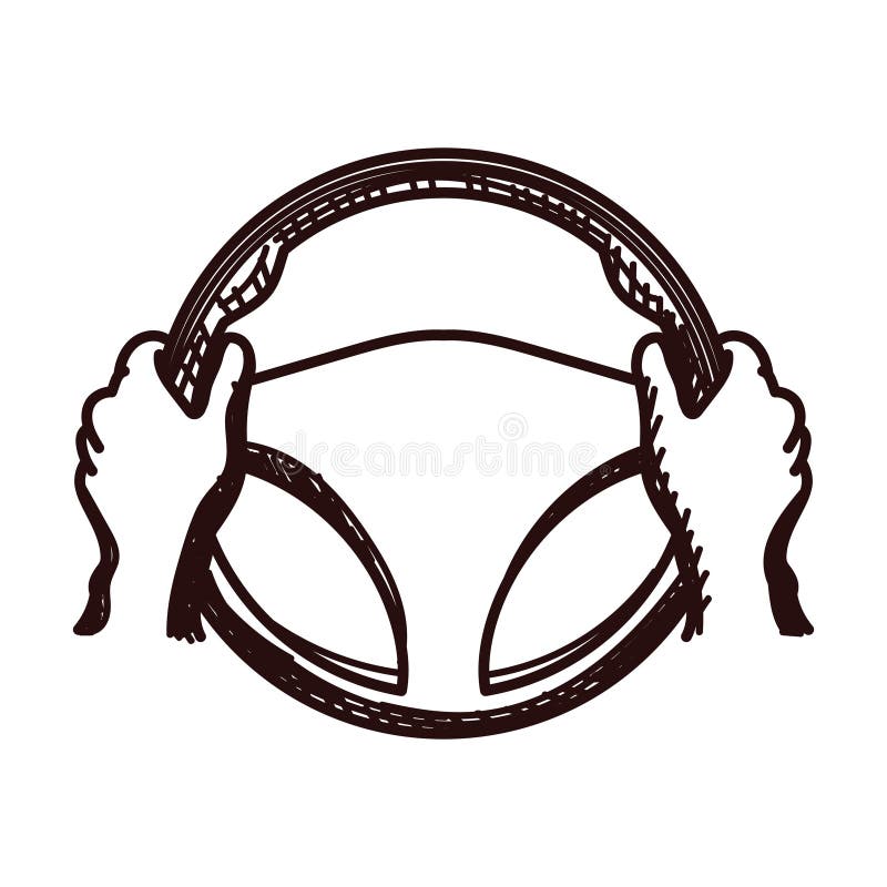 Black White Hands Holding the Steering Wheel for Drive Course or ...