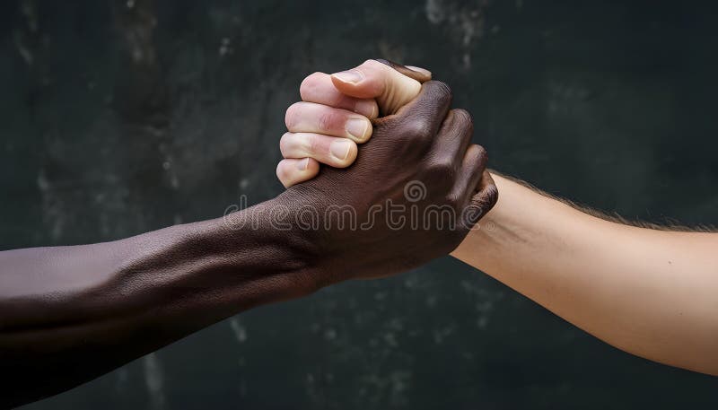 Black and White Hands Join in Mutual Respect. Stock Photo - Image of ...