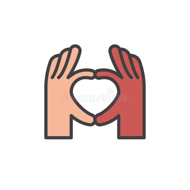 Black and White Hands Making Heart Filled Outline Icon Stock Vector ... Black and White Hands Making Heart Filled Outline Icon Stock Vector ...
