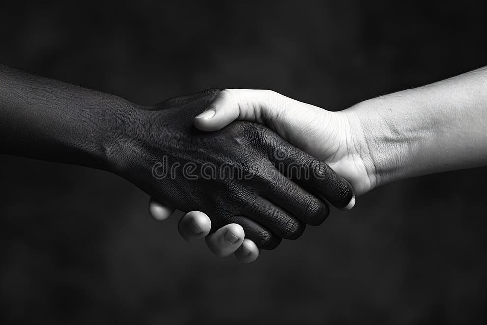 Black and White Handshake Symbolizing Unity and Cooperation Stock ...