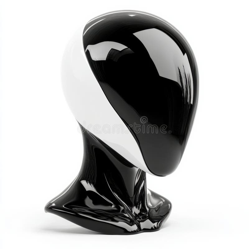 A Black and White Head with a Large Oval Shaped Face, AI Stock ...