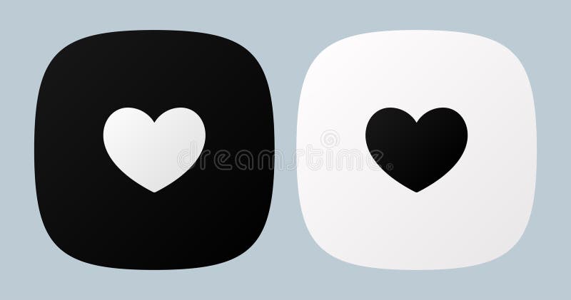 Black and White Heart App Icons Stock Illustration - Illustration of ...
