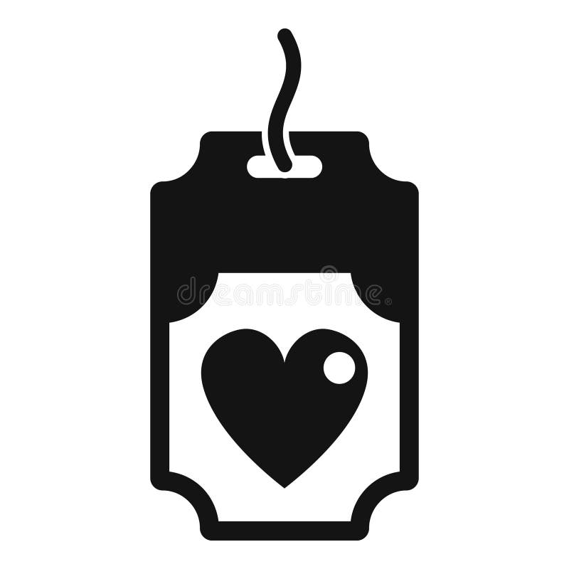 Black and White Heart Tag Hanging on String Icon Stock Illustration ...