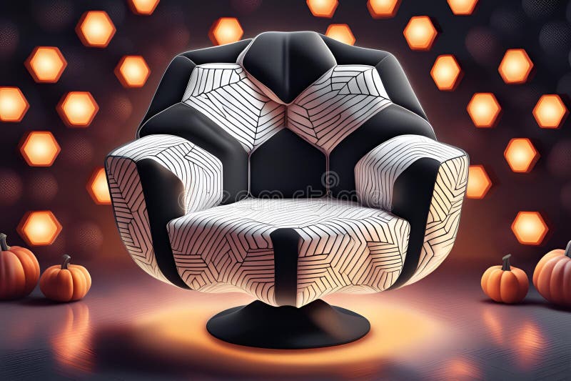 Black and White Hexagon Pattern Lychee-inspired Chair in the Shape of a ... Black and White Hexagon Pattern Lychee-inspired Chair in the Shape of a ...