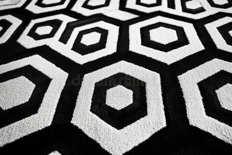 Black and White Hexagon Rug Stock Photo - Image of interior, room ...