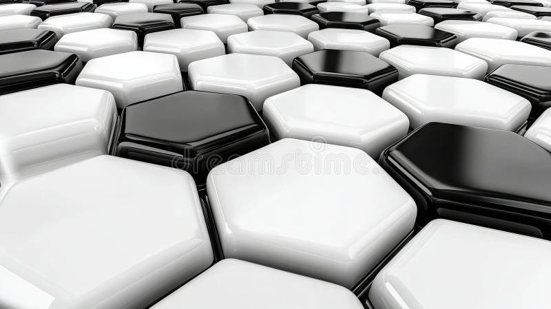 Black and White Hexagon Tiles - an Abstract Geometric Background with a Pattern of Hexagons in ...