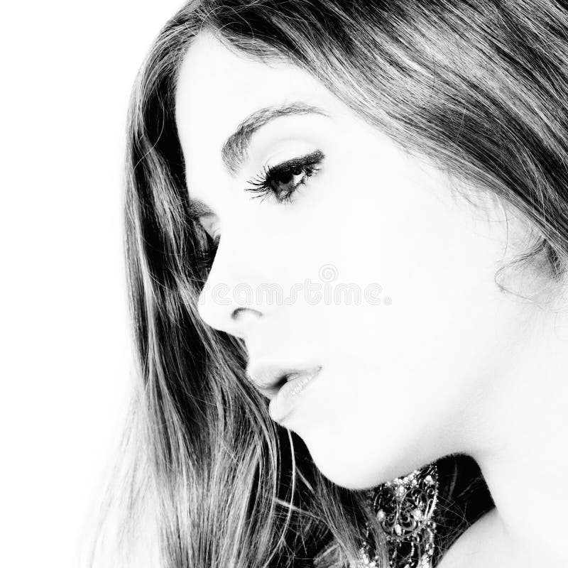 Black and White High Key Woman Portrait Stock Image - Image of european ...