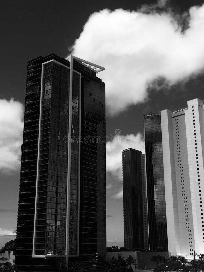 Black and White High Rises Honolulu, HI Stock Image - Image of ...