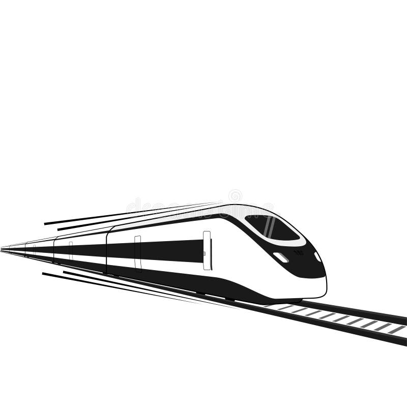 Black and White High Speed Commuter Train Stock Vector - Illustration ...