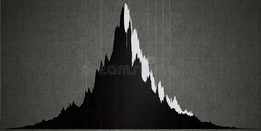 Black and White Histogram Graph with Sharp Peaks and Valleys on a ...