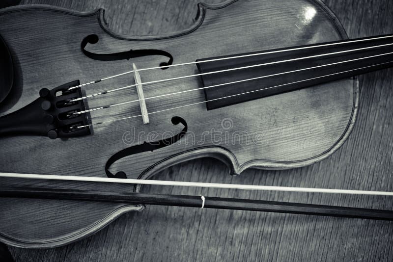 Black and White Horizontal Image of the Bottom Half of Violin on the ...