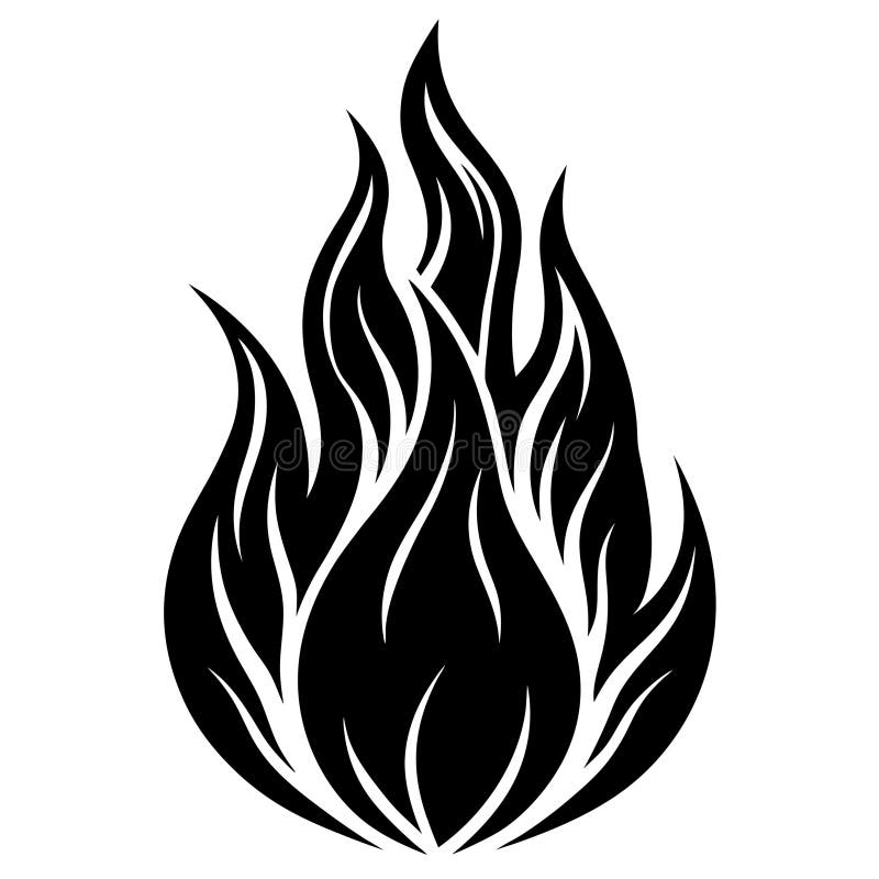 Black and White Hot Fire Symbol Drawing Generative AI Stock ...