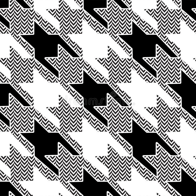 Black and White Houndstooth on Herringbone Pattern Fabric Swatch Stock ...