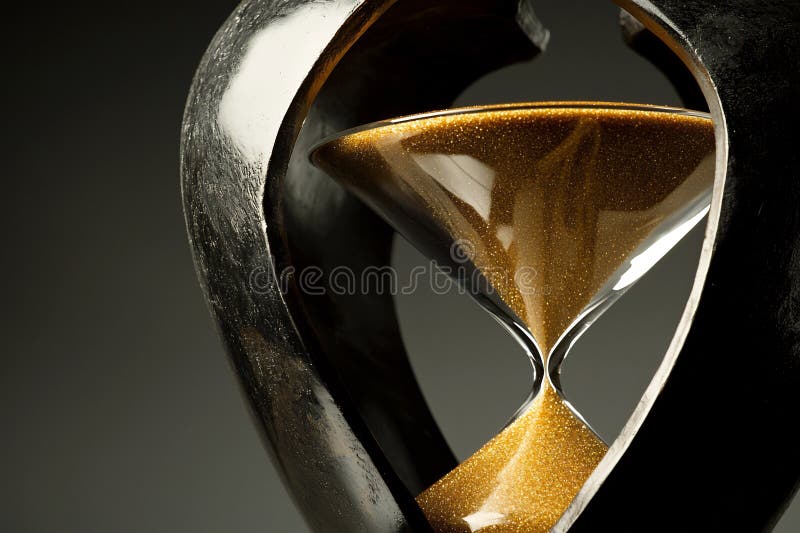 Black and White Hourglass with only Golden Sand Flowing. Stock ...
