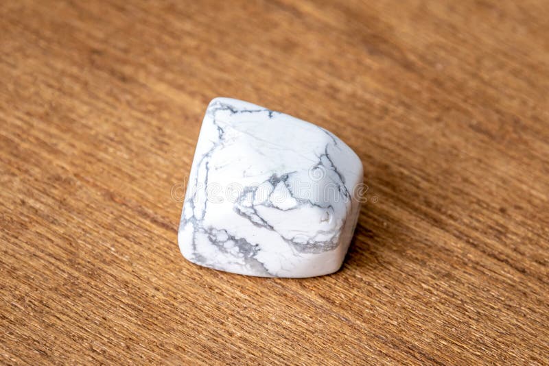 Black and White Howlite Gemstone with Beautiful Texture on Wood Stock ...
