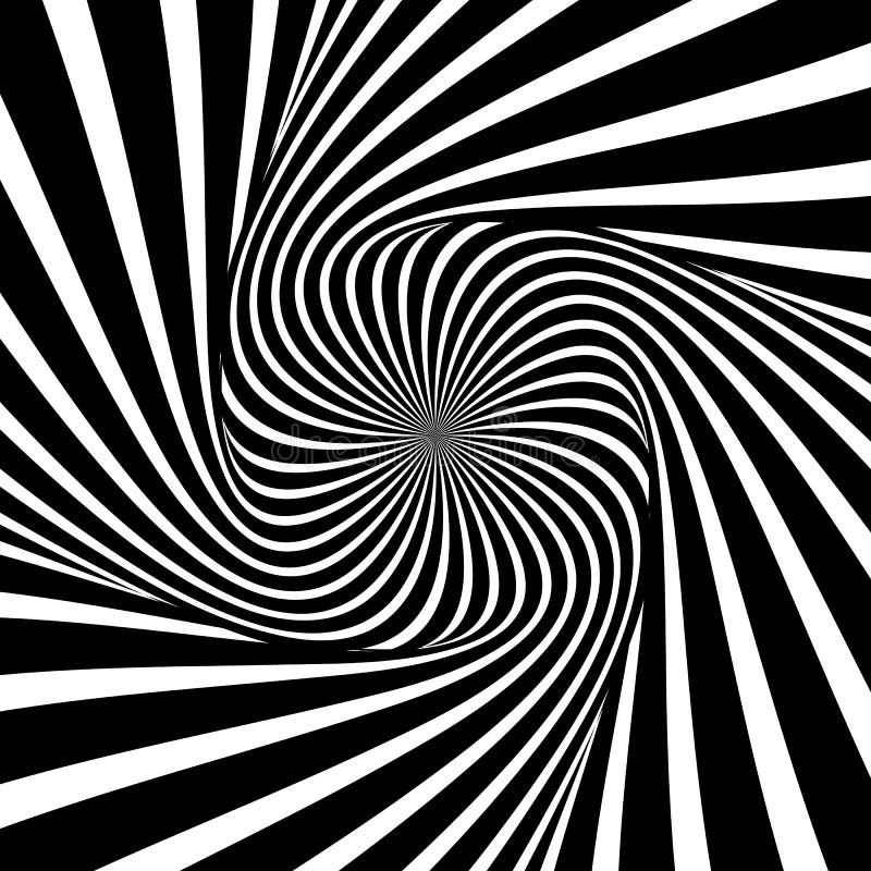 Black and White Hypnotic Spiral Background. Radial Spiral Rays ...