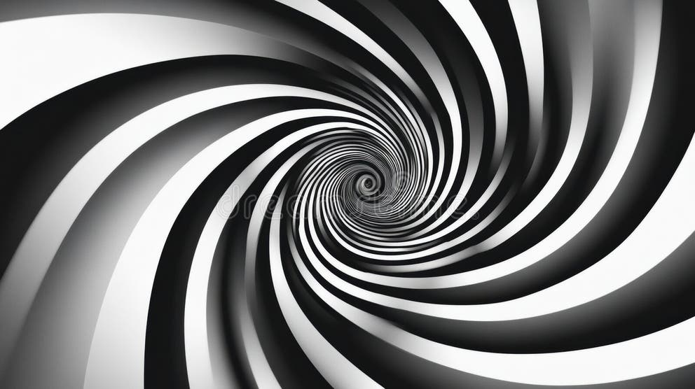Black and White Hypnotic Spiral with Depth Creating an Optical Illusion ...