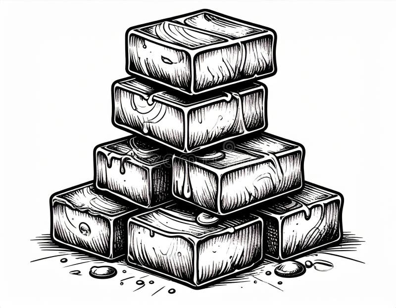 Black and White Ice Cubes Stack Illustration Stock Illustration - Illustration of simple ...