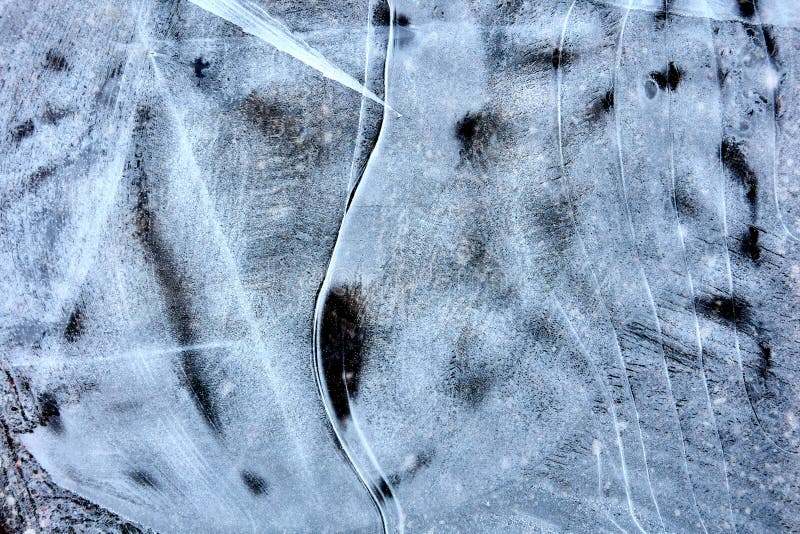 On Surface of Frozen Puddle, Pattern of Curved Lines. Stock Image ...
