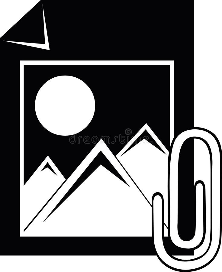Black and White Icon Attach Computer File Jpg Image Picture Stock ...