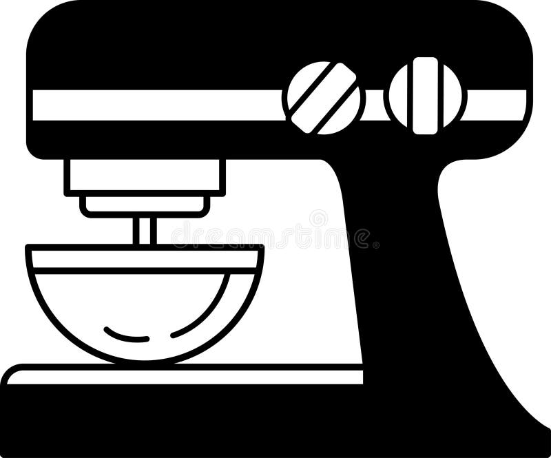 Black and White Icon of Bakery Dough Mixer Machine Stock Vector ...