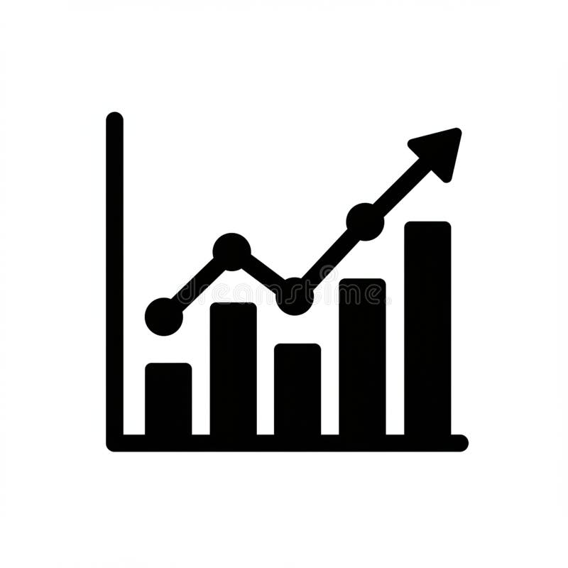 Black and White Icon of a Bar Chart with Five Ascending Bars on a ...