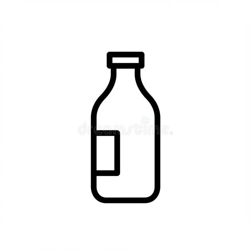 Black and White Icon of a Bottle with a Simple Outline. the Bottle Has ...