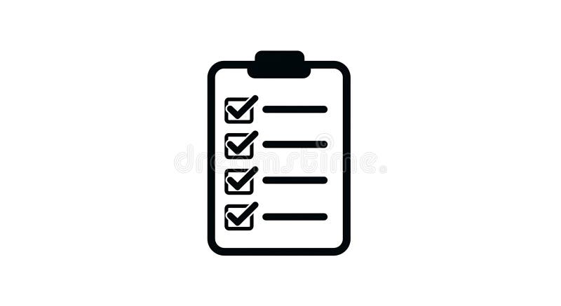 A Black and White Icon of a Clipboard Featuring a Checklist. the ...